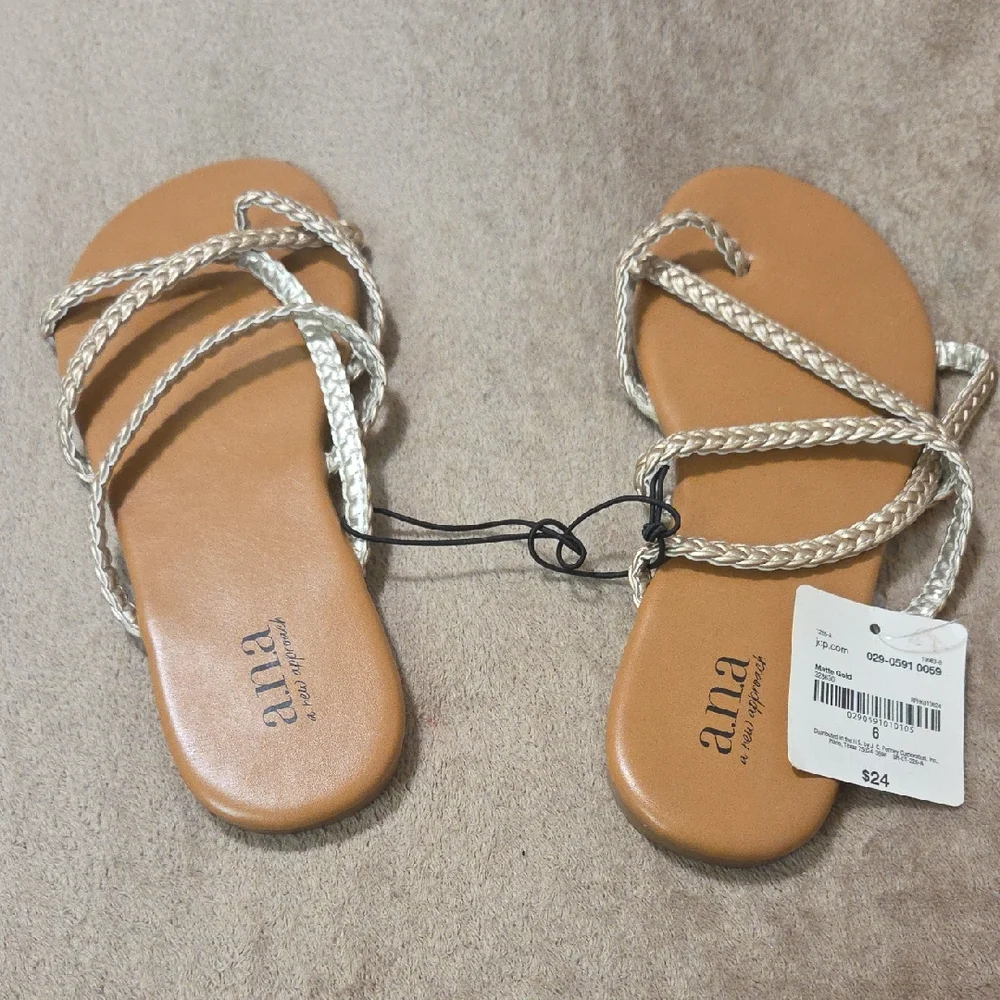 a.n.a | Shoes | Ana Tan And Cream Braided Sandals | Poshmark